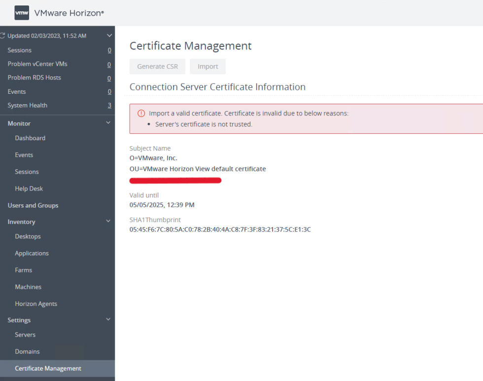 Horizon 2212 New Feature Connection Server Certificate Management Virtual Funtimes
